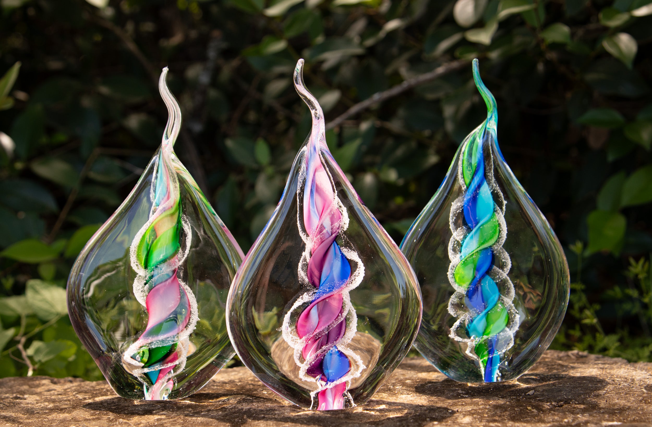 Home / Tri-Color Memorial Glass Flame with Cremation Ashes