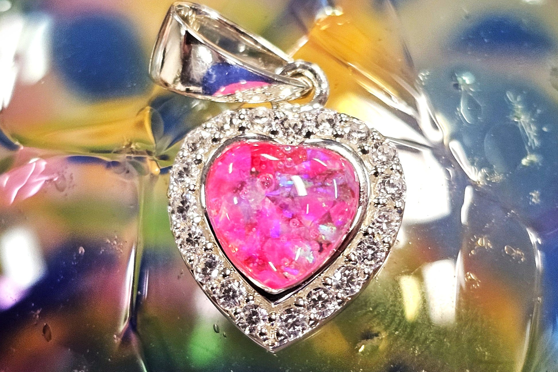 Home / Petite Bedazzled Opal Heart Pendant