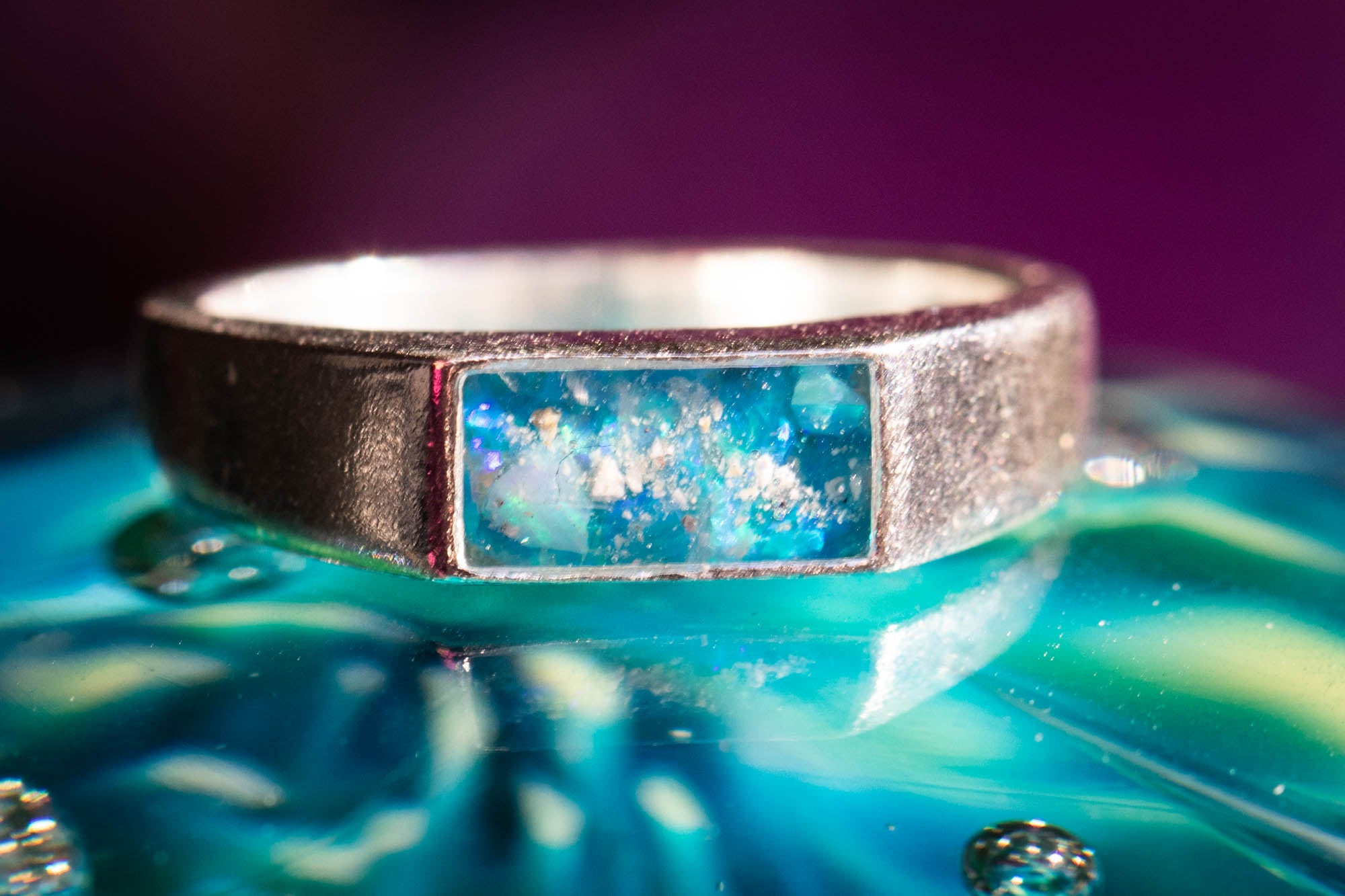 Home / Silver Bar Ring with Cremation Ashes