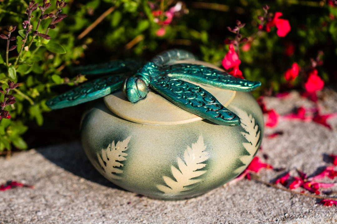 Home / Handmade Dragonfly Ceramic Urn for Ashes of Loved Ones
